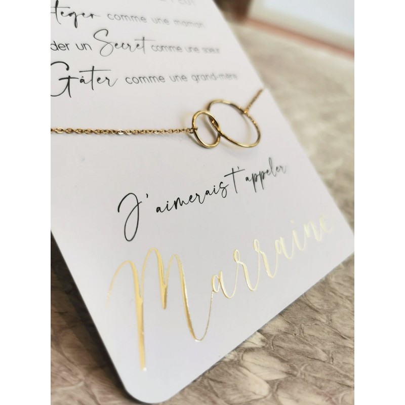 Carte demande marraine avec dorure et bijou